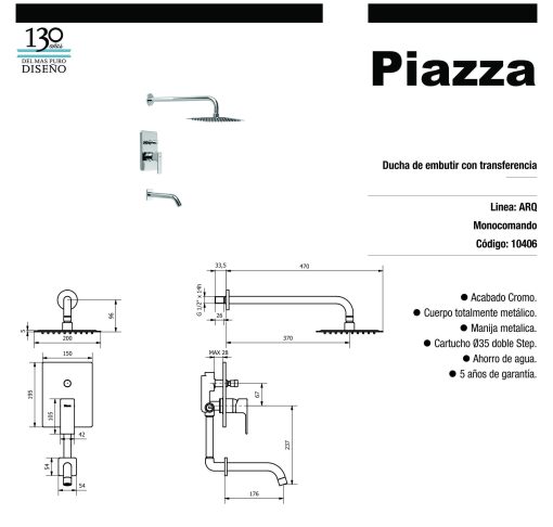 PIAZZA - ARQ - DUCHA DE EMBUTIR CON TRANSFERENCIA - Rutenia ...